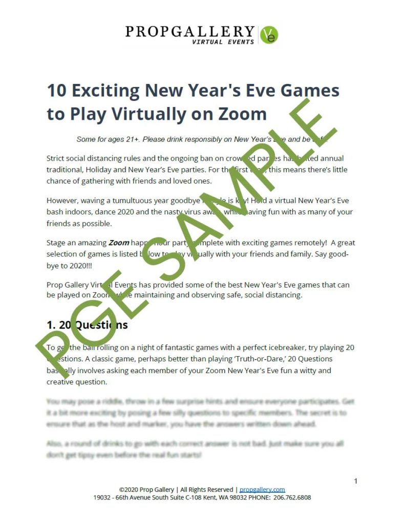 Virtual New Year’s Eve – Prop Gallery Events